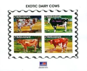 Stamp: Cattle Breeds (Zimbabwe(Cattle Breeds) Mi:ZW BL39,Yt:ZW BF33,Sg ...