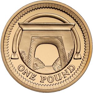 Coin: 1 Pound (Egyptian Arch Railway Bridge at Newry - Gold edition ...