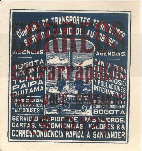Stamp: Bus and Monument Surcharged (Colombia: Private Post Offices ...