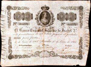 Banknote: 10 Pesos Fuertes (Philippines(1852 Issue Banco Espanol ...