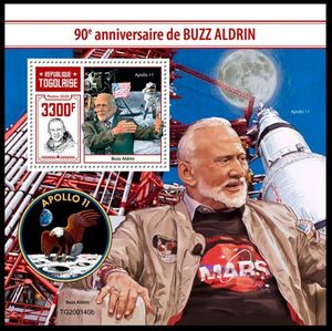 Stamp: 90th Anniversary of the Birth of Buzz Aldrin (Togo(Buzz Aldrin ...