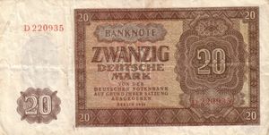 Banknote: 20 Deutsche Mark (Germany, Democratic Republic (DDR)(1948 ...