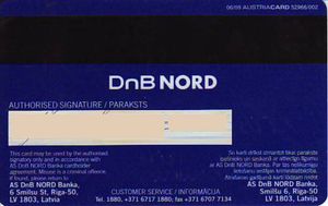 Bank Card: Visa-clasic (DnB NORD BANKA, LatviaCol:LV-VI-0004