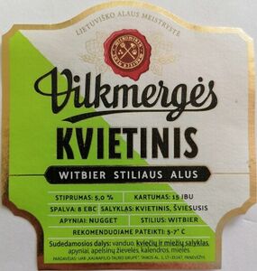 Etiqueta de Bebida: Vilkmergės Kvietinis (UAB Kalnapilio-Tauro grupe ...