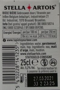 Etiqueta de Bebida: Stella Artois (Brouwerij Hoegaarden (InBev ...
