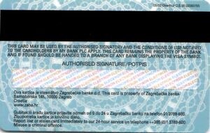 Bank Card: Zaba-Visa (Zagrebacka Banka, CroatiaCol:HR-VE-0005.02