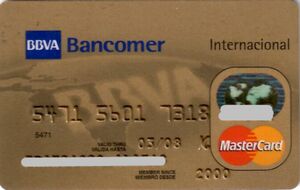 Bank Card: BBVA Internacional (Bancomer, MexicoCol:MX-MC-0164