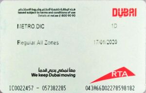 Transport Ticket: Regular All Zones (RTA - Road and Transport Authority ...