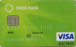 Bank Card: MDMbank (green) (MDM-bank, RussiaCol:RU-VE-0555.02