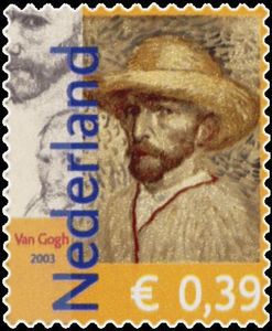 Stamp: "Self-portrait with Straw Hat" by Vincent van Gogh (Netherlands ...