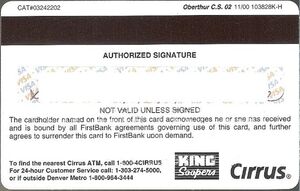 Bank Card: First Bank 1st Teller (First Bank of Colorado, United States ...