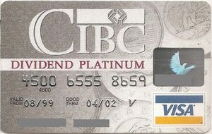 Tarjeta de Banco: CIBC Dividend Platinum (Cibc, Canadá) Col:CA-VI-0066