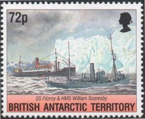 Stamp: SS Fitzroy & HMS William Scoresby (British Antarctic Territory ...