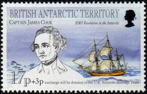 切手: Captain James Cook, HMS Resolution (イギリス領南極地域(History of Antarctic ...