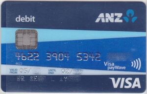 Bank Card: ANZ Visa Debit (Australia and New Zealand Banking Group, AustraliaCol:AU-VI-0037