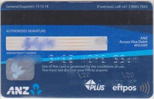 Bank Card: ANZ Visa Debit (Australia and New Zealand Banking Group, Australia) Col:AU-VI-0037