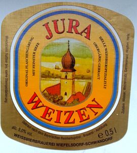 Drink Label: Jura Weizen Hell (Weissbierbrauerei Wiefelsdorf, Germany ...
