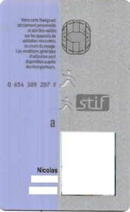 Transport Ticket: Navigo - chip type 3 - A lettre (STIF - Île-de-France ...