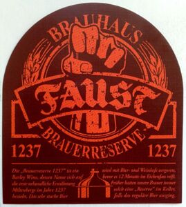 Drink Label: Faust Brauerreserve (Brauerei Faust OHG, Germany, Federal ...