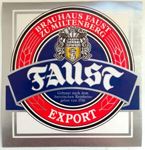 Drink Label: Faust Export (Brauerei Faust OHG, Germany, Federal ...