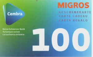 Geschenkkarte: Cembra (Migros, Schweiz(Migros) Col:CH-MIG-1906-100-V10