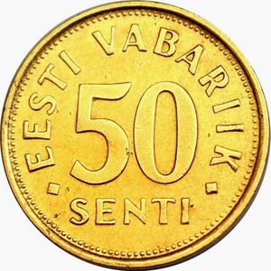 Moneda: 50 Senti (Estonia(1991~2009 - 2ª República (Coronas)) Col:EE ...