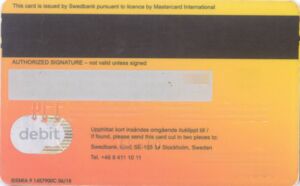 Bank Card: Swedbank Mastercard Debit (Swedbank, SwedenCol:SE-MC-0020