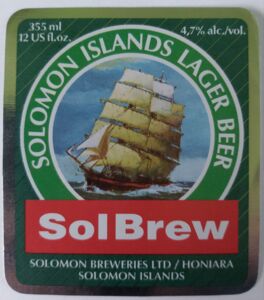 Etiqueta de bebida: SolBrew 4,7% (Solomon Breweries LTD, Islas ...