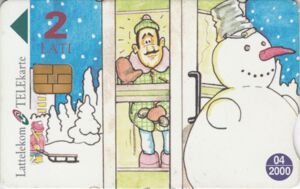 Phonecard: Comic "snowman" - Serial Number 28LAT (Lattelekom, Latvia ...