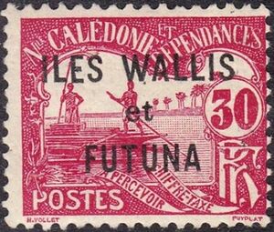 Stamp: Landscape overprinted (Wallis and Futuna(Postage Due) Mi:WF P5 ...