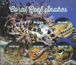 Stamp: Coral Reef Snakes (Palau) (Snakes) Mi:PW 3735-3740KB