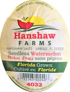 Fruit Sticker: Hanshaw Seedless Watermelon (United States of AmericaCol ...
