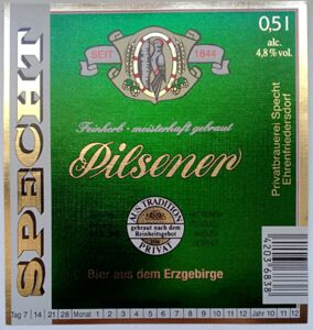 Drink Label: Specht Pilsener (Privatbrauerei Specht, Germany, Federal ...