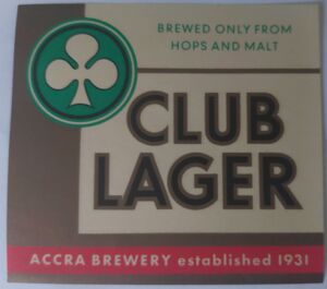 Drink Label: Club Lager (Accra Brewery, GhanaCol:GH-BEER-000011