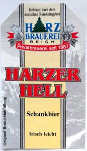 Drink Label: Harzer Hell (Harz Brauerei Halberstadt, Germany, Federal ...