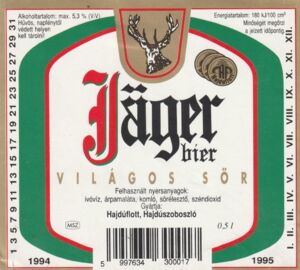 Drink Label: Jäger Bier (Hajdúflott, HungaryCol:HU-BEER-002071