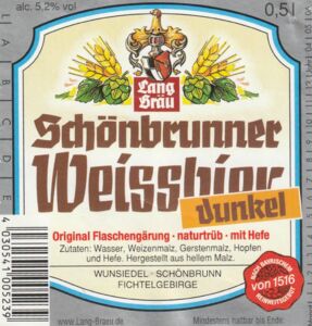 Drink Label: Schönbrunner Weissbier dunkel (Brauerei Schaffer ...