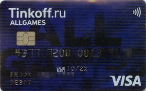 Bank Card: Tinkoff.ru Allgames (Tinkoff Credit Systems, RussiaCol:RU-VI-1495.01 💳