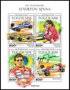 Stamp: 60th Anniversary of the Birth of Ayrton Senna (Togo) (Ayrton ...
