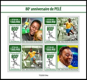 Stamp: 80th Anniversary of the Birth of Pele (Togo(Pele, 80th Birth ...