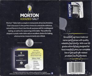 Food Label: Morton Iodized (Morton Salt, Inc., United States of ...