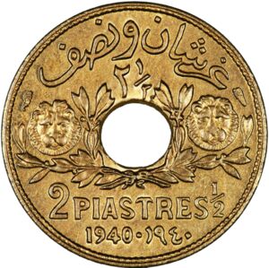 Coin: 2½ Piastres (Lebanon(1924~1941 - French Protectorate) WCC:km10