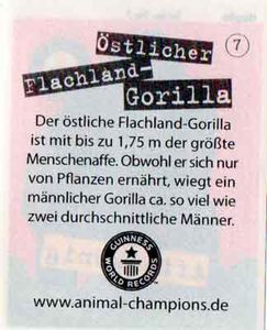Meal Toy: 7 - Östlicher Flachland Gorilla (Stickers, Germany(Duplo ...