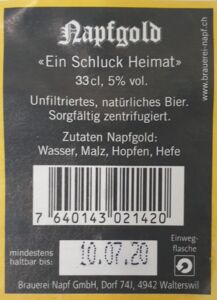 Drink Label: Napf Gold (Brauerei Napf, Switzerland) Col:CH-BEER-002694