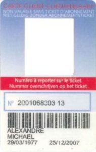 Transport Ticket: Carte Client - Klientenkaart (STIB - MIVB, Belgium ...