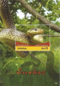 Stamp: Zamenis longissimus (Ghana) (Snakes) Mi:GH BL558,Sn:GH 2830