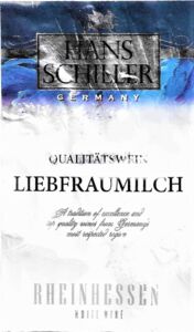 Drink Label: Hans Schiller Liebfraumilch (St. Gisbertus Weinkellerei ...