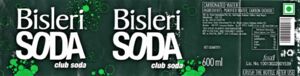 Drink Label: Bisleri Soda carbonated water (Bisleri International Pvt ...