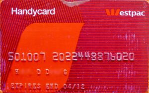 Bank Card: Westpac - Handycard (Westpac Banking Corporation ...