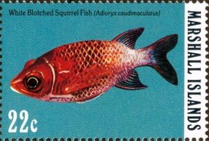 Stamp: White Blotched Squirrel Fish (Adioryx caudimaculatus) (Marshall ...